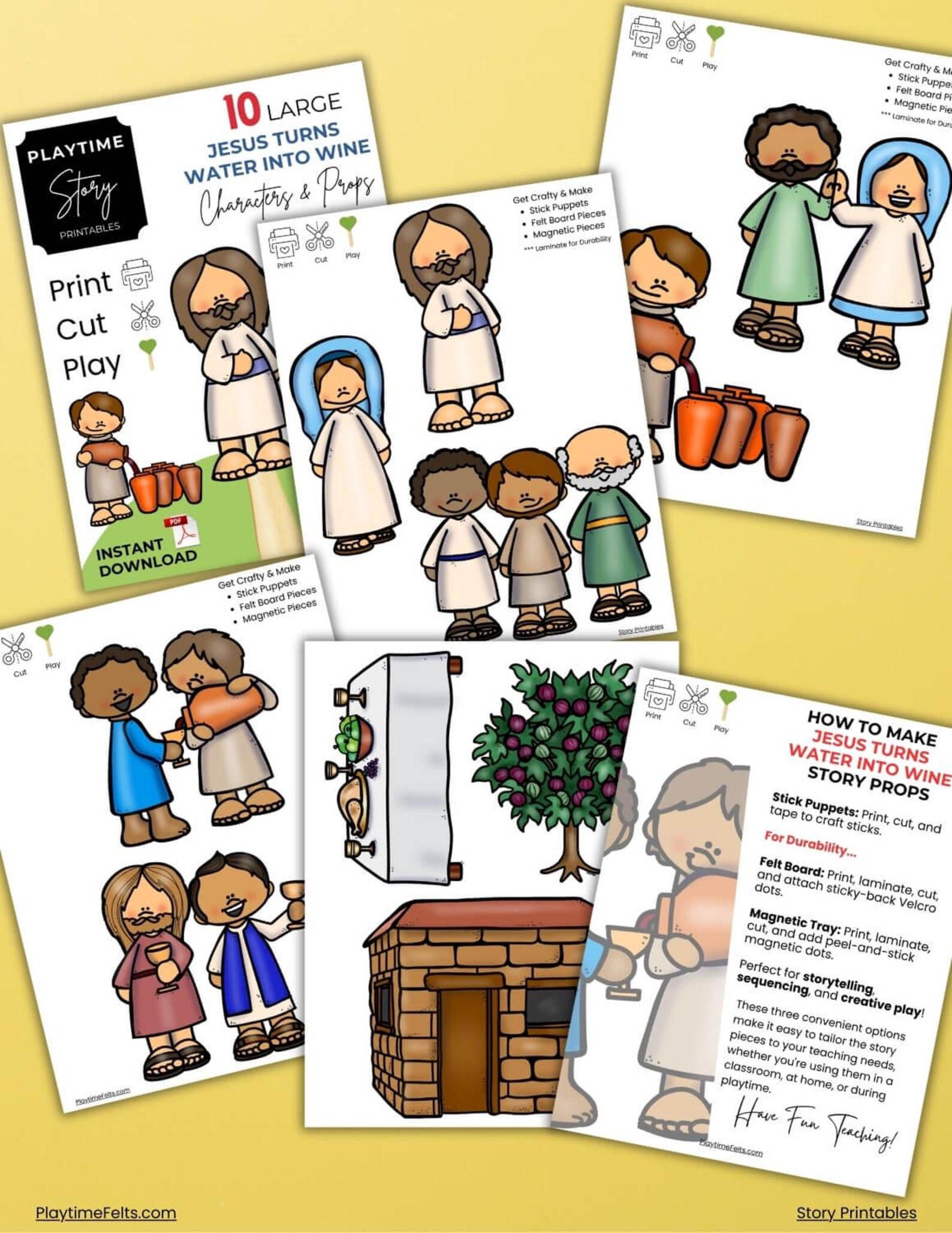 Jesus Turns Water Into Wine Story Printables, Bible Skit Puppets ...