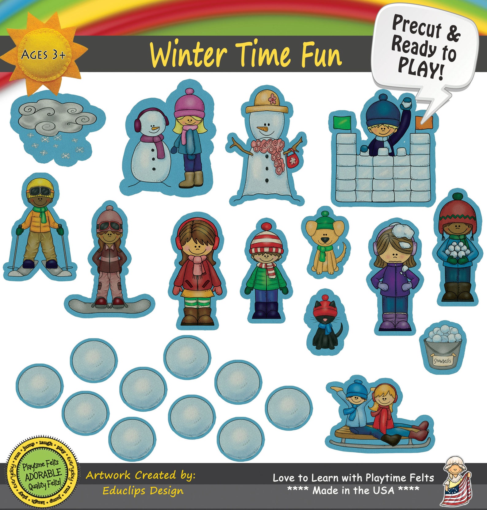 Winter Time Fun Felt Story | Playtime Felt Story | Reusable Felt Board ...