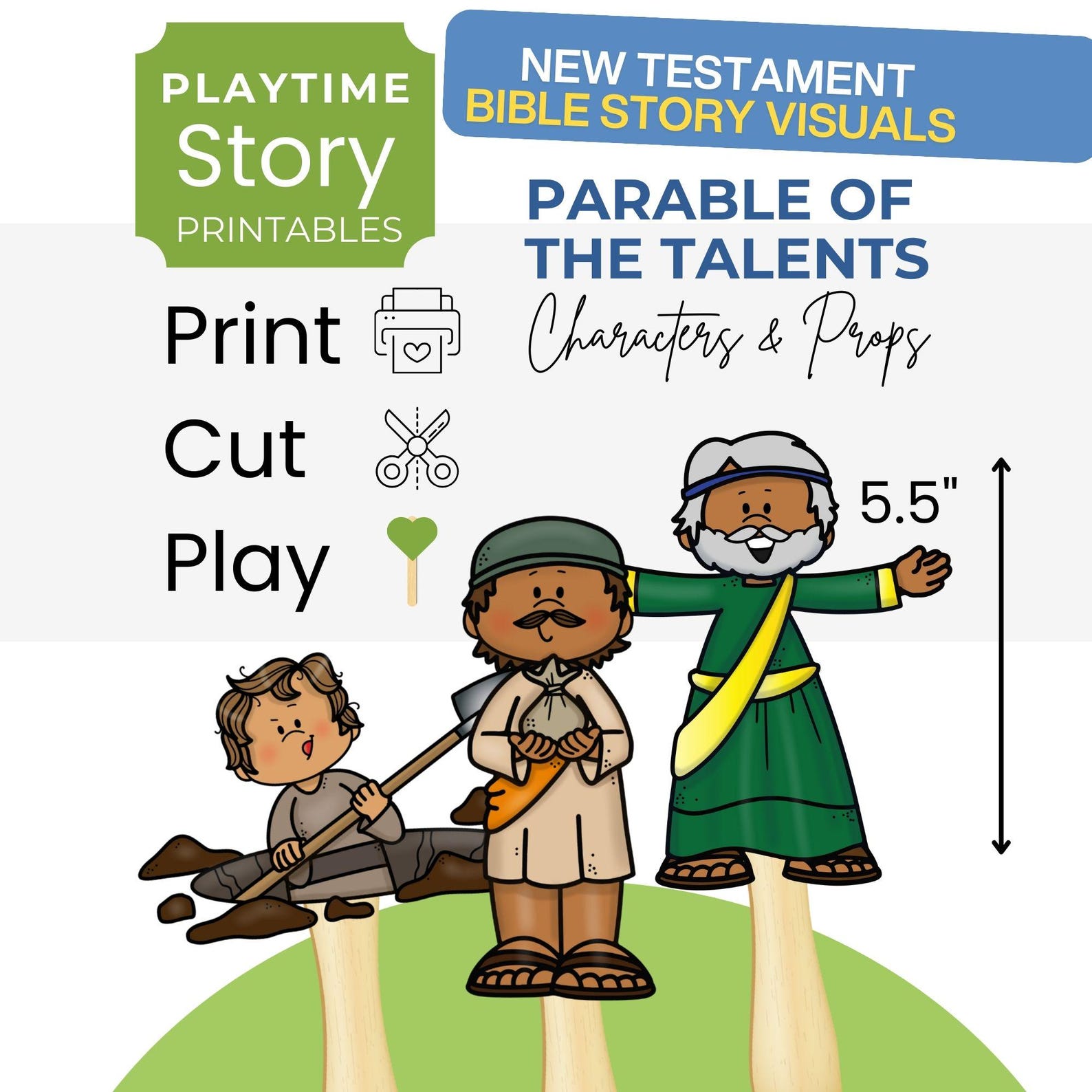 Parable of the Talents Stick Puppets, New Testament Story (printable ...