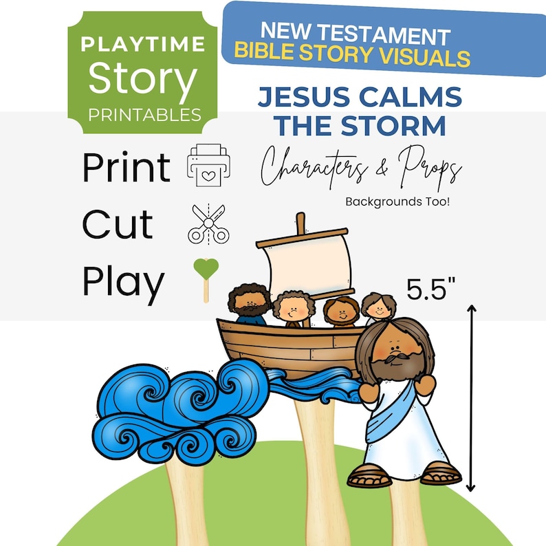 Jesus Calms the Storm Printable Stick Puppets Craft Miracles of Jesus ...
