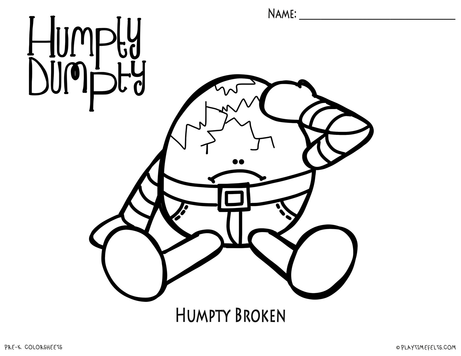 Humpty Dumpty Prek Worksheets Preschool-kindergarten, Montessori ...