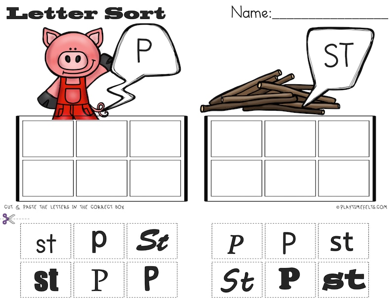 Three Little Pigs Pre K Printable Worksheets - Etsy