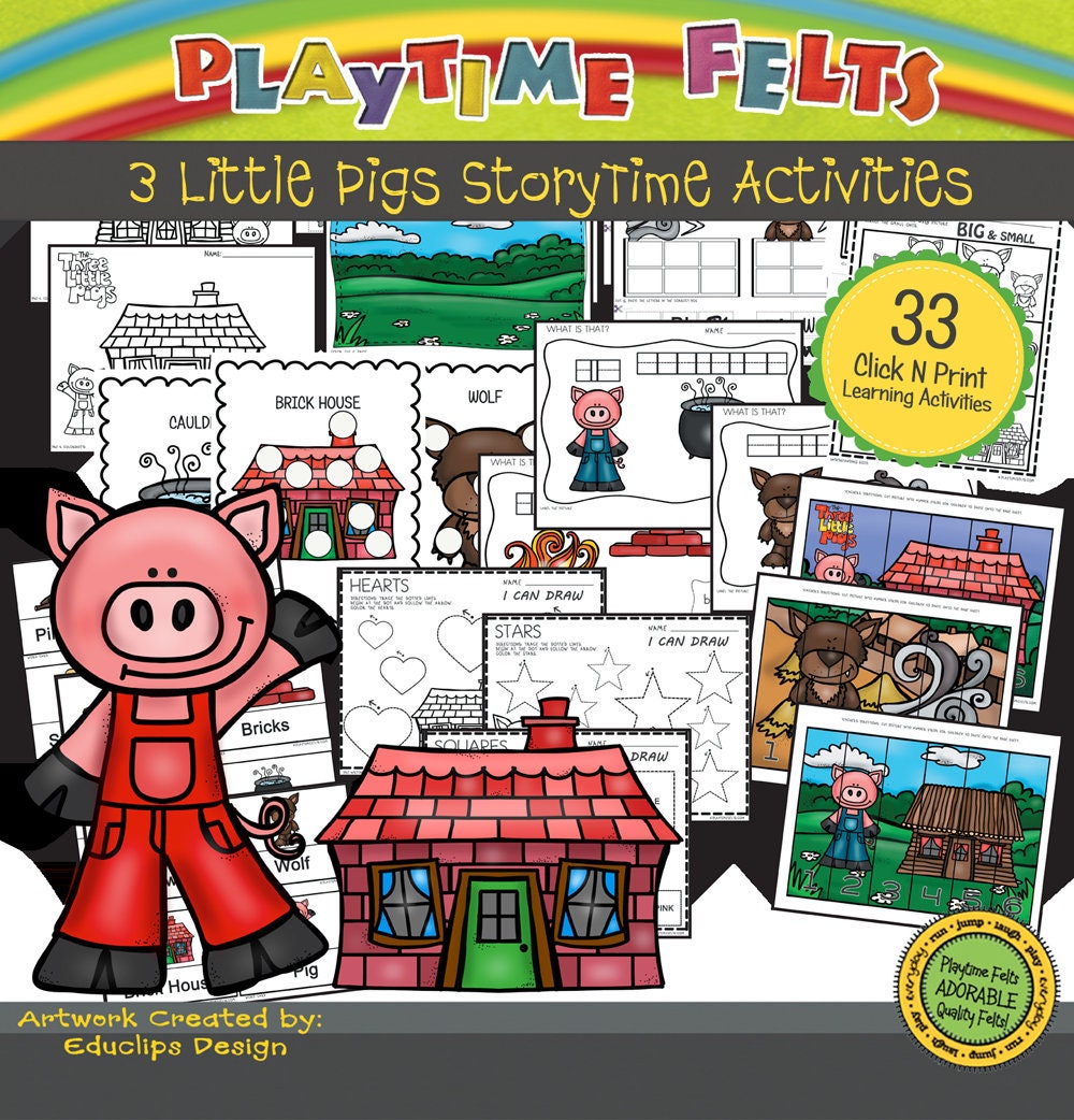 Three Little Pigs Pre K Printable Worksheets - Etsy