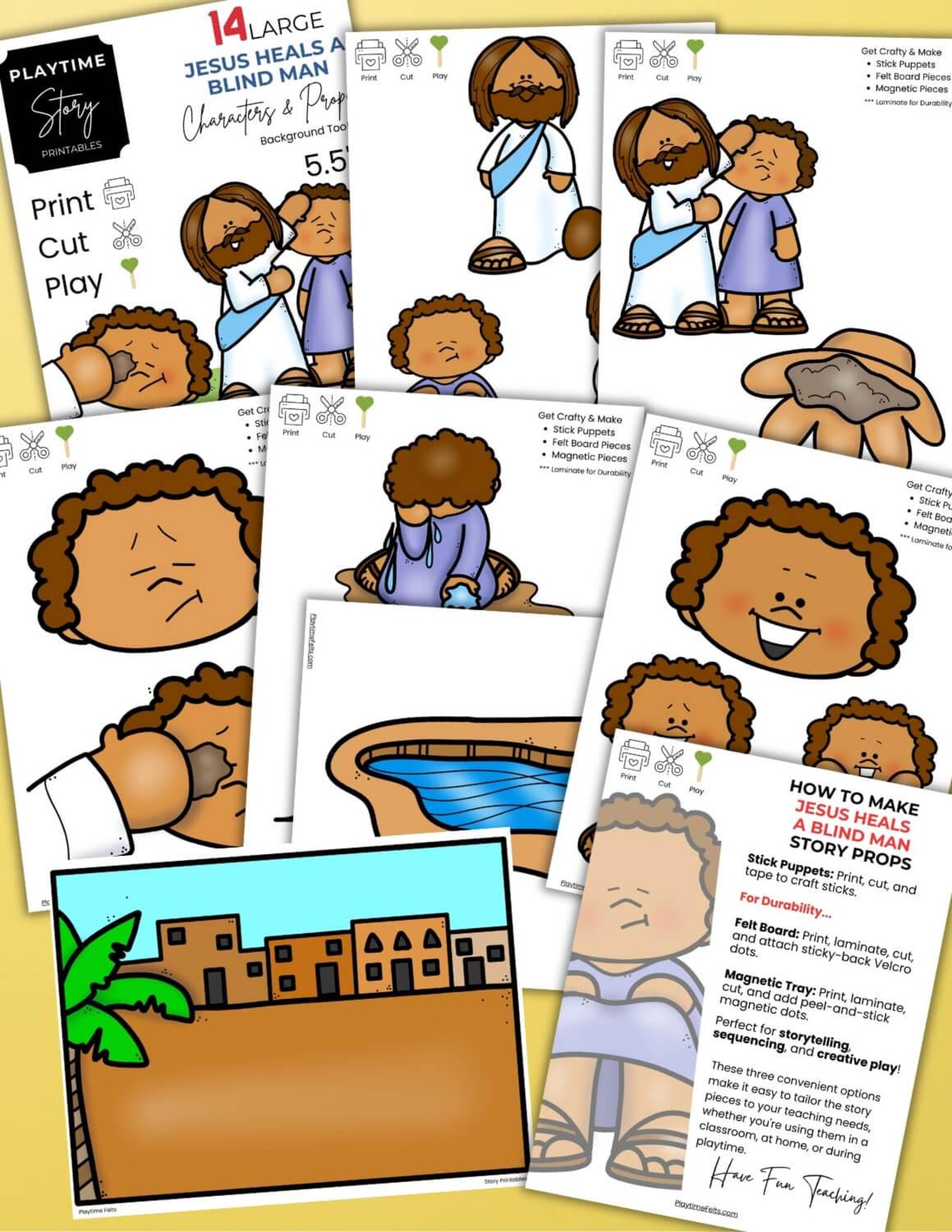 Jesus Heals a Blind Man Printable Story Puppets (PDF) - Etsy