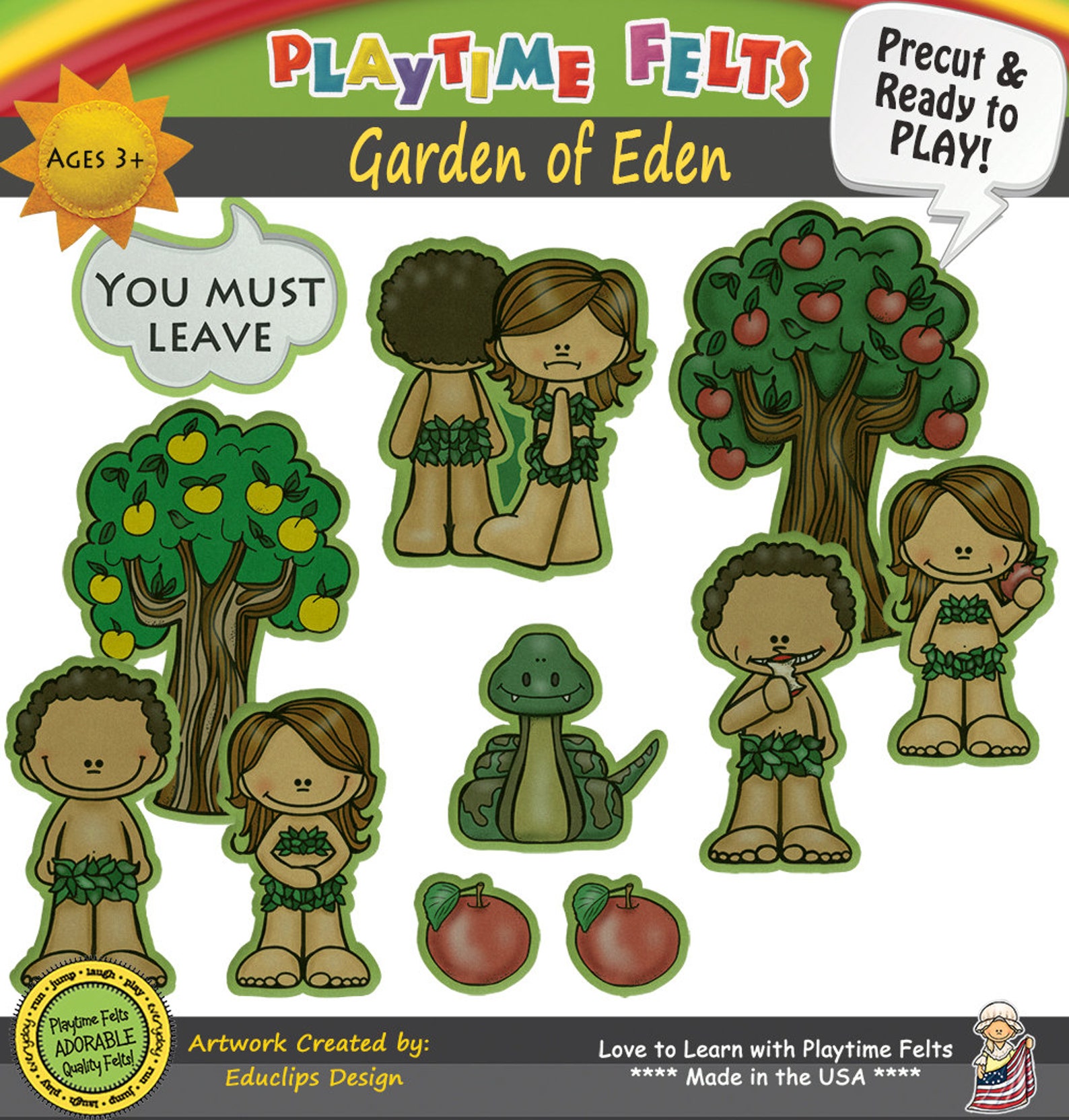 Felt Board Stories - Adam and Eve Garden of Eden Bible Story Set for ...