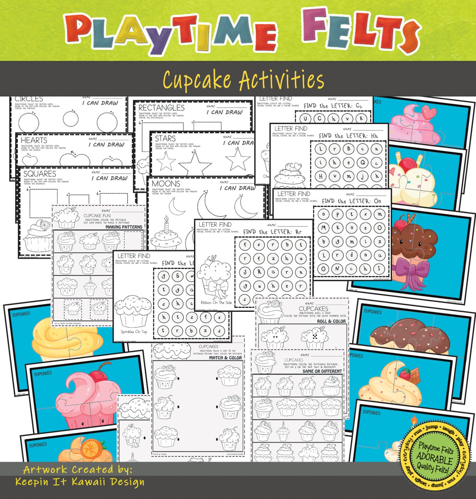 Cupcake Theme Worksheet Bundle Preschool Montessori Printable Tracing ...