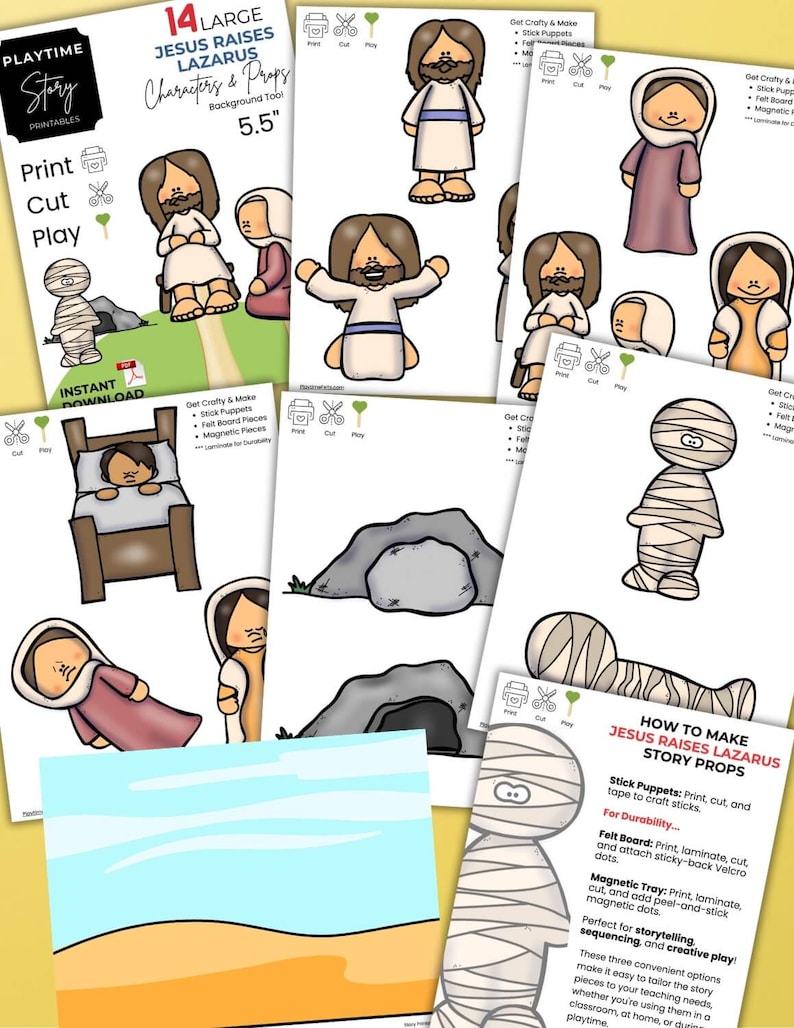 Jesus Raises Lazarus Storytelling Printables Bible Stories for Kids New ...