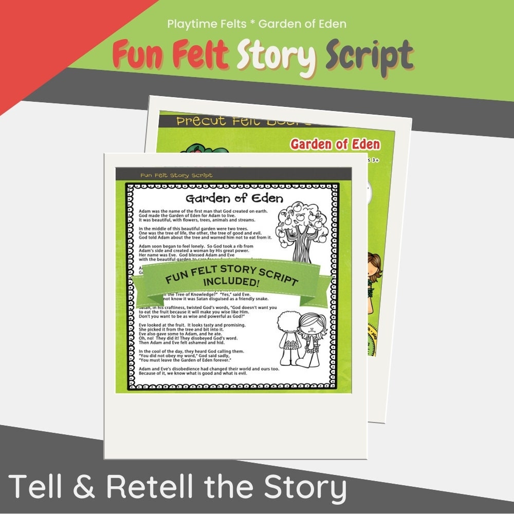 Garden of Eden Felt Story Set Bible Activity for Kids Adam and Eve ...