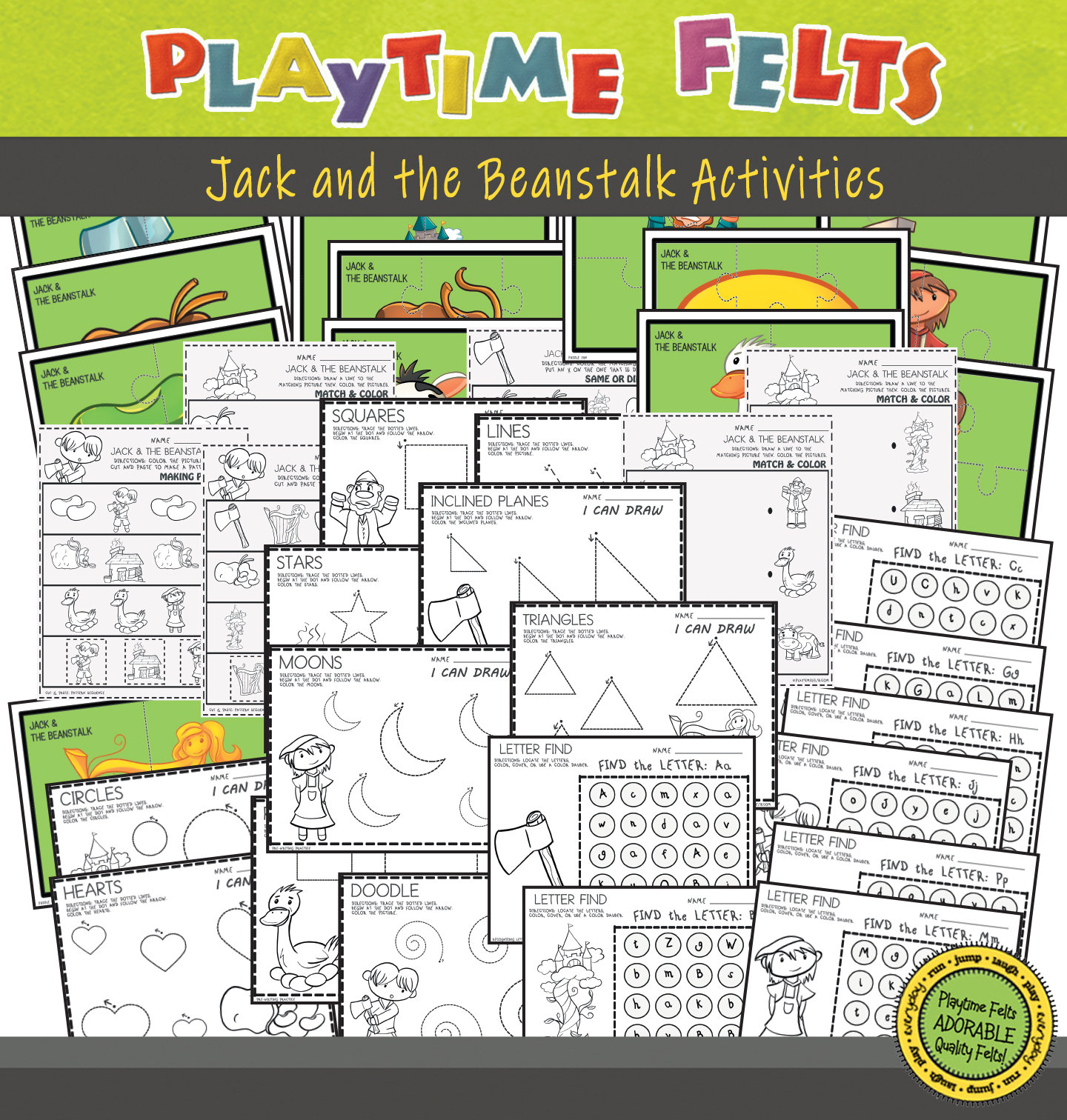 Jack & the Beanstalk Pre K Printable Worksheets Preschool-kindergarten ...