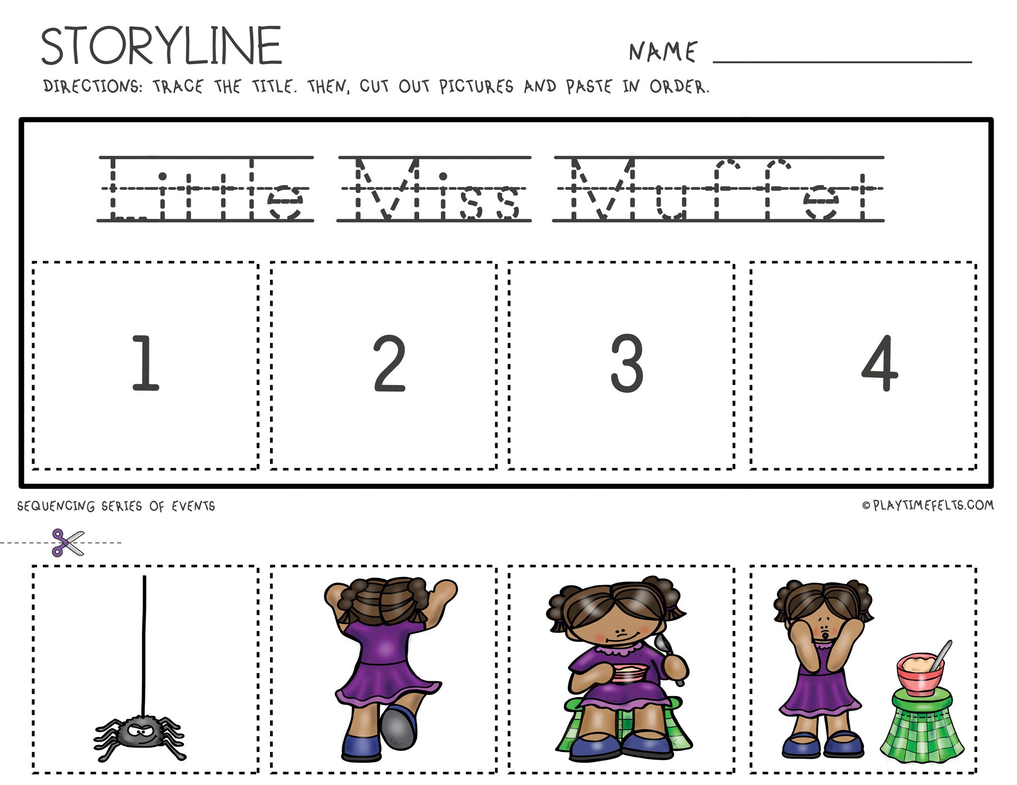 Little Miss Muffet Pre K Printable Worksheets - Etsy