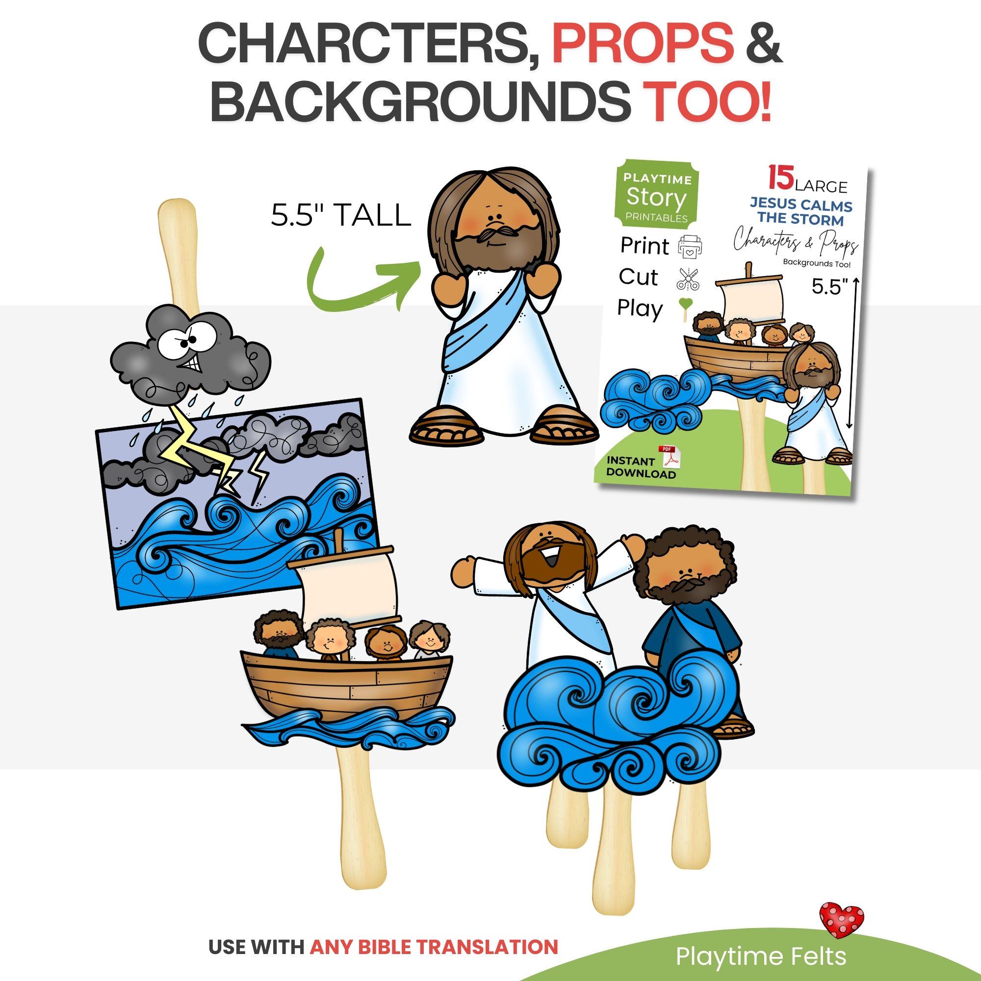 Jesus Calms the Storm Stick Puppets Craft - Bible Story (PDF Download ...