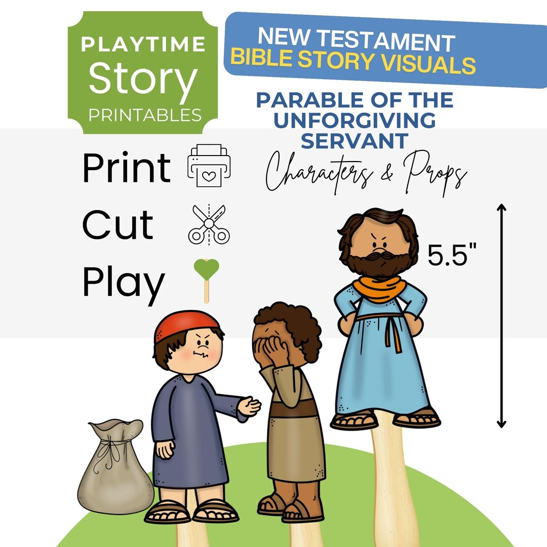 Unforgiving Servant Parable: Bible Story Stick Puppets (printable ...
