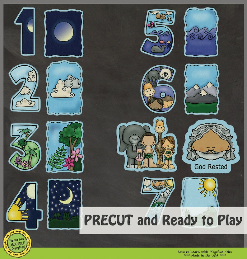 7 Days of Creation Felt Bible Story for Kids Days of the Week Teaching ...