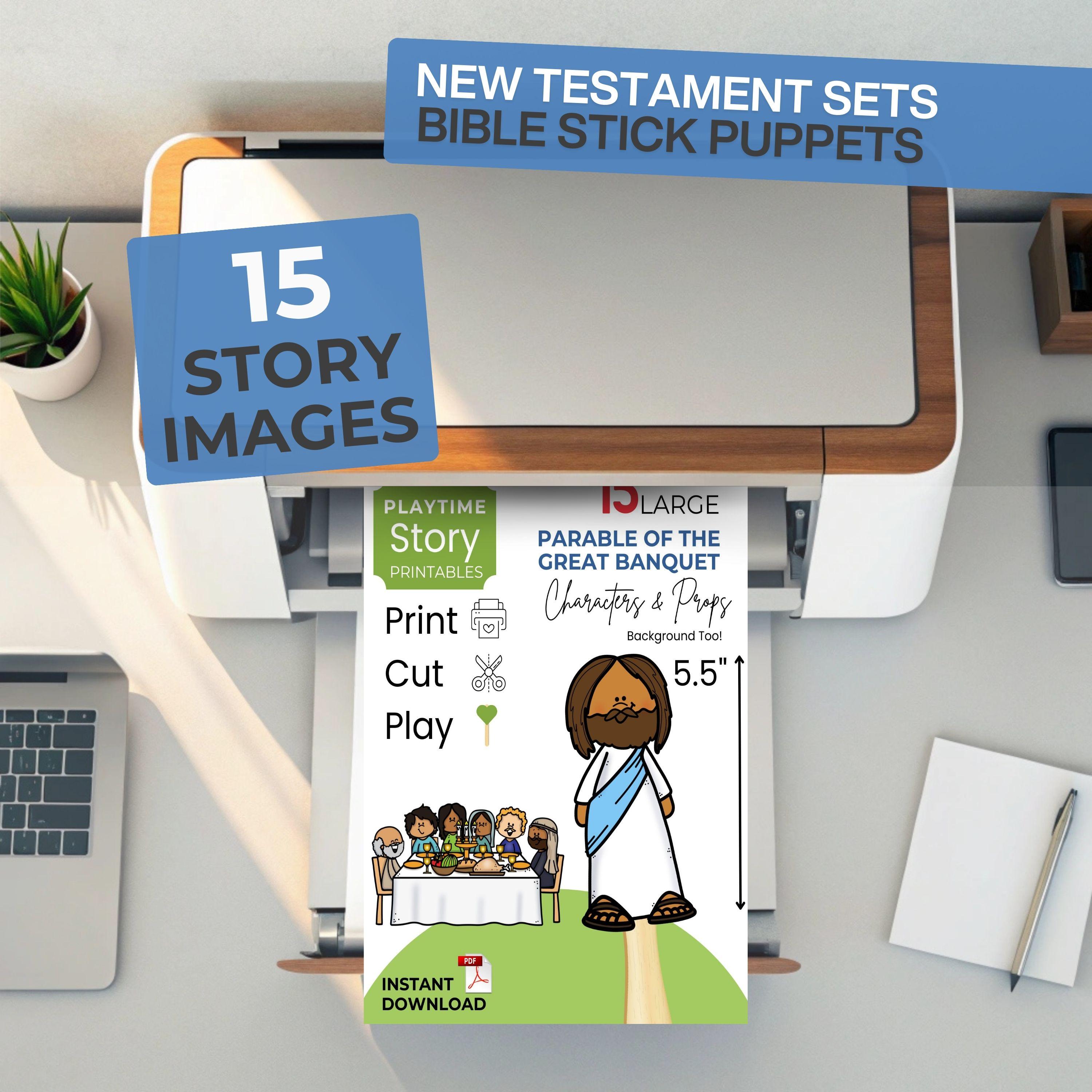 Great Banquet Parable Stick Puppet Printable Stories of Jesus New ...