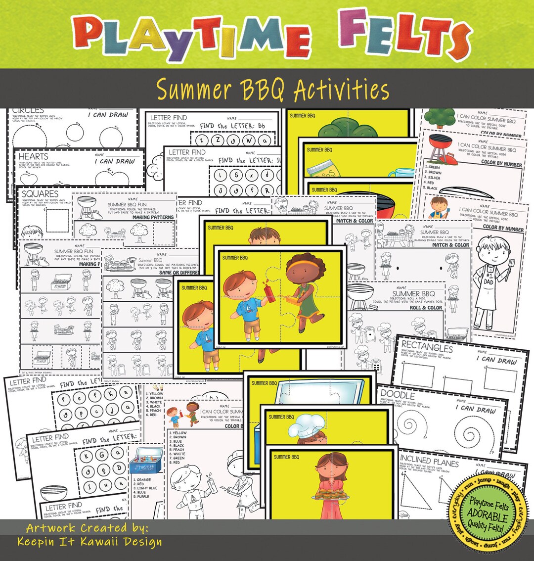 Summer BBQ Pre K Printable Worksheets - Etsy