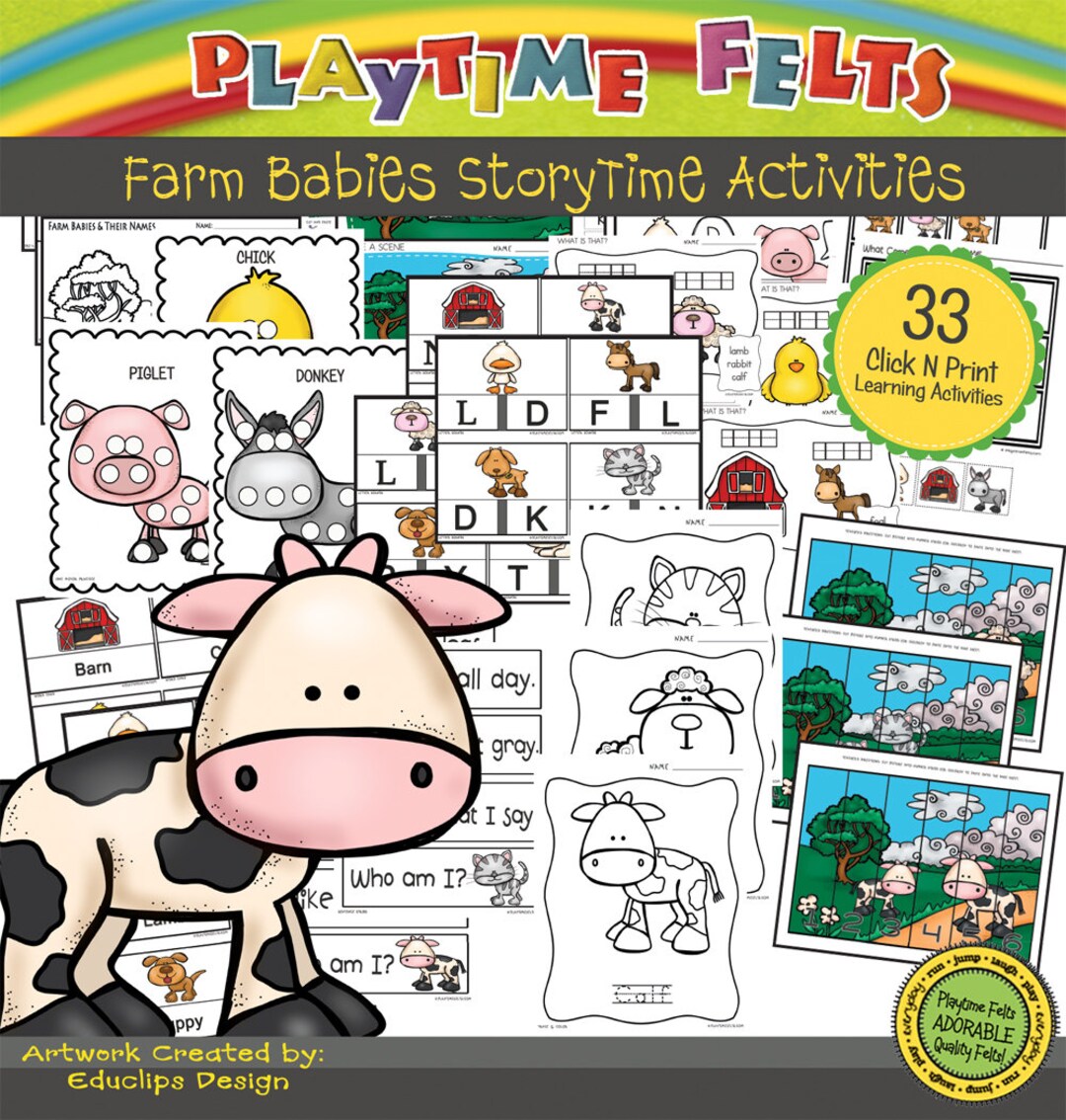 Farm Animals and Their Names Worksheets Preschool-kindergarten, Animal ...