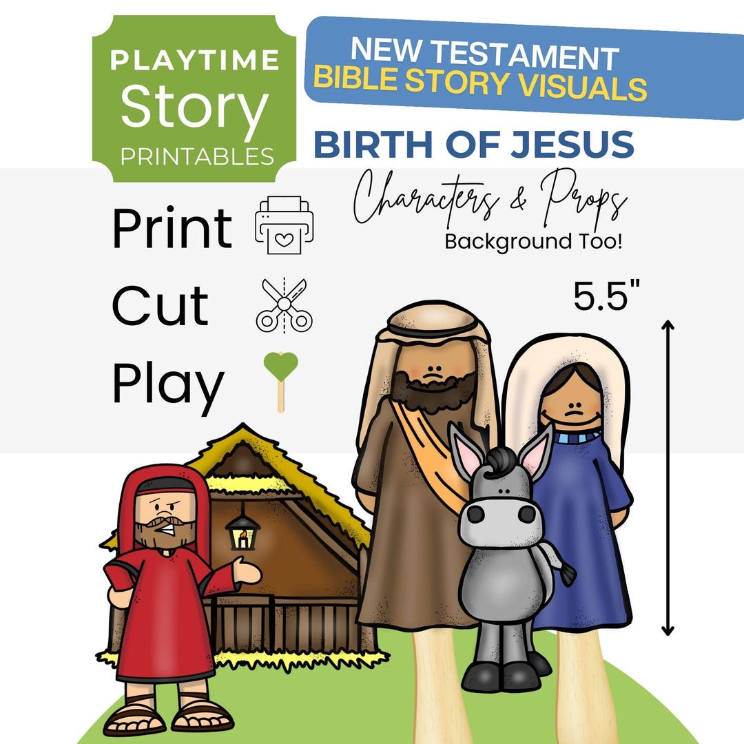 Bible Puppet Printable Jesus Story Stick Puppets Stories of Jesus ...