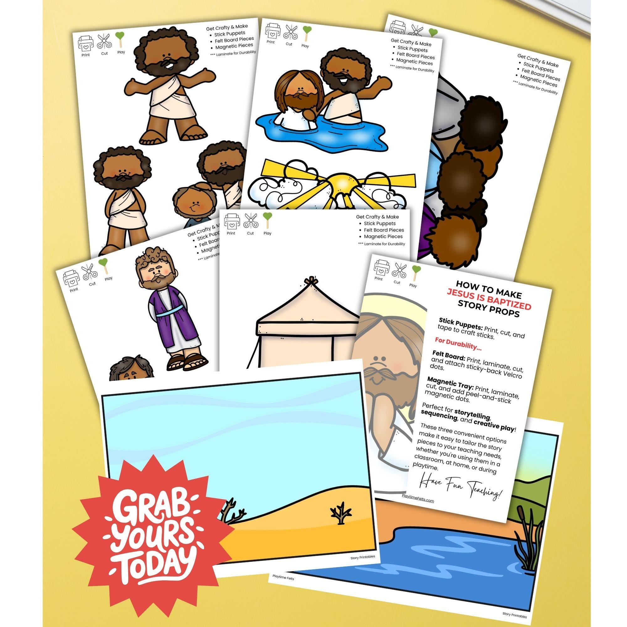 Baptism of Jesus Printable Puppets - Bible Story Craft (PDF Download ...