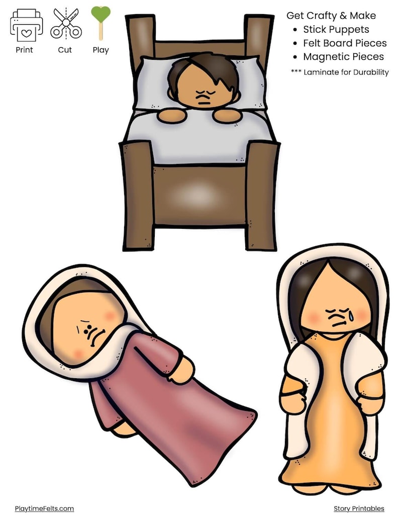 Jesus Raises Lazarus Storytelling Printables, Bible Story Puppets ...