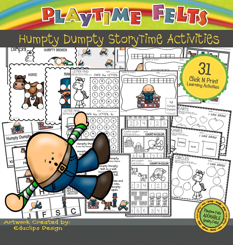 Humpty Dumpty Prek Worksheets: Montessori Learning Printables - Etsy