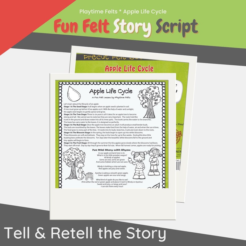Apple Life Cycle Felt Board Story: Preschool Learning Activity - Etsy