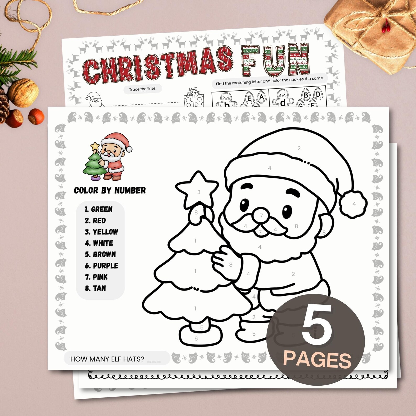 Christmas Activity Placemats Santa Coloring Pages Holiday Printables ...