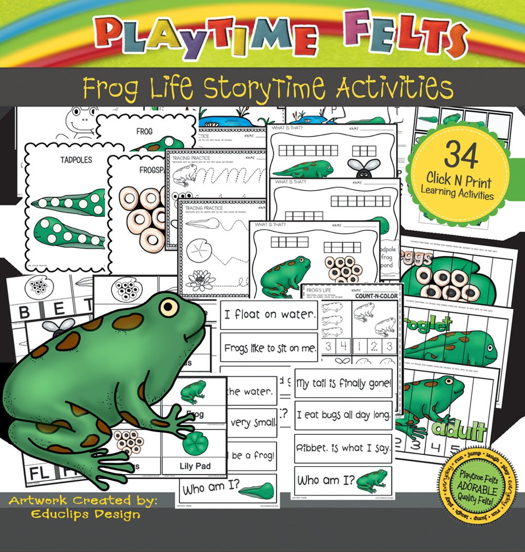 Frog Life Cycle Pre K Printable Worksheets - Etsy