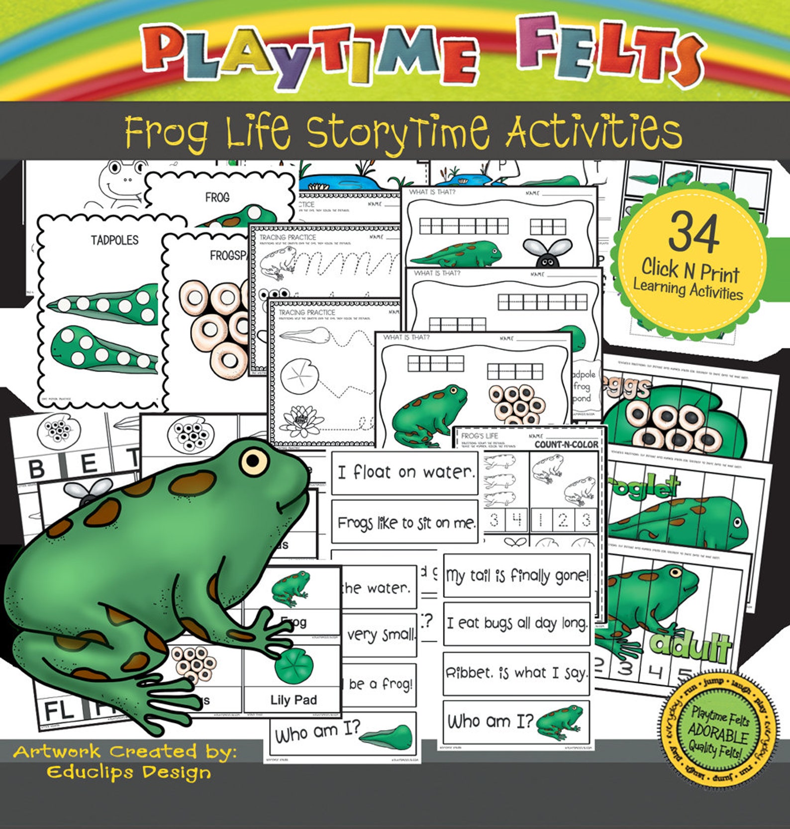 Frog Life Cycle Pre K Printable Worksheets - Etsy