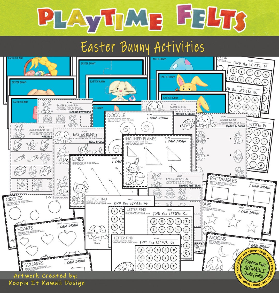 Easter Bunny Pre K Printable Worksheets - Etsy