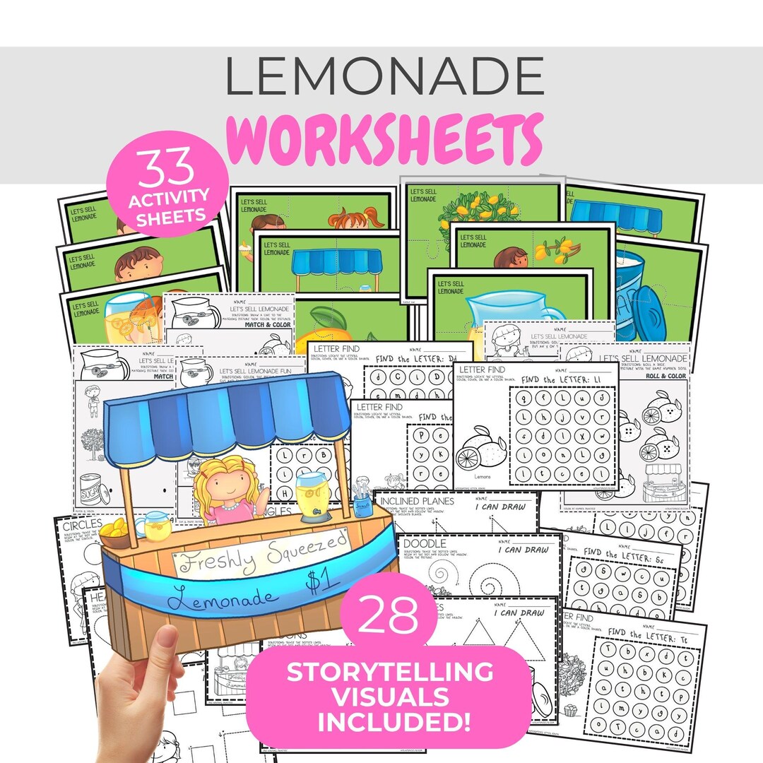 Lemonade Preschool Worksheets: Fine Motor, Literacy Activity Printables ...