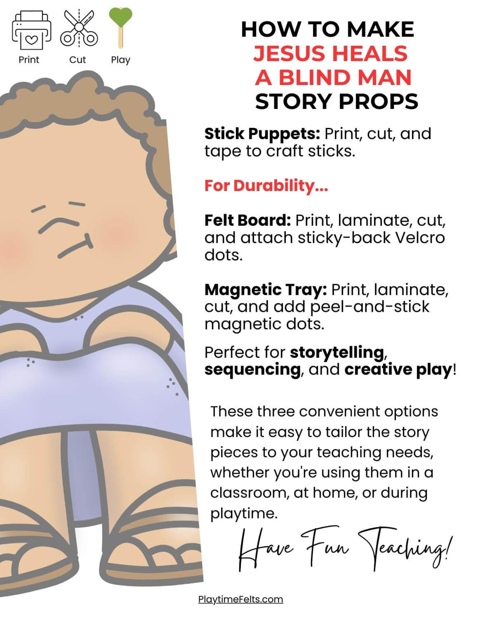 Jesus Heals a Blind Man Printable Story Puppets (PDF) - Etsy