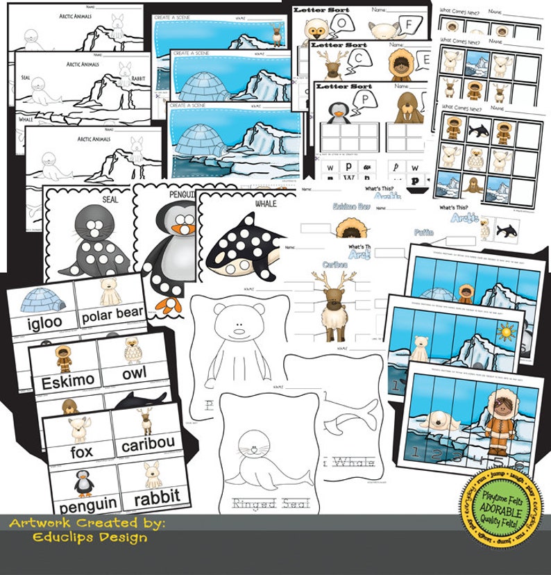 Arctic Animals Story Printable Worksheet Activities for Preschool - Etsy