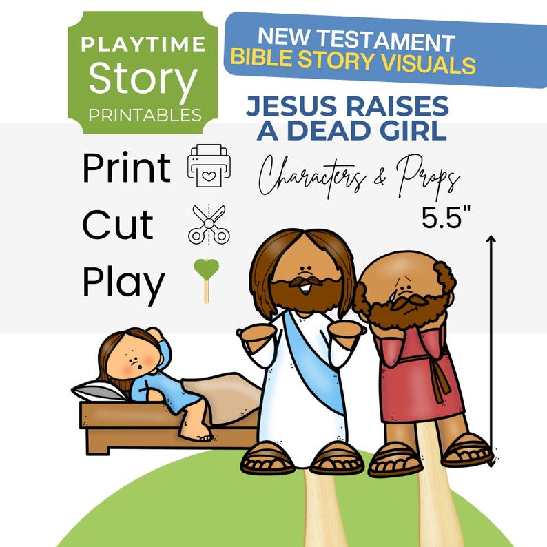 Jesus Raises a Dead Girl Stick Puppets, Bible Story (printable PDF) - Etsy