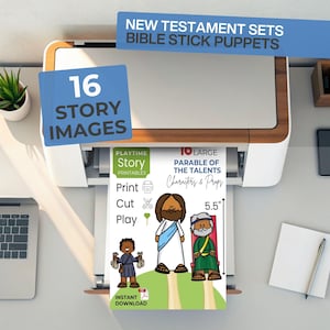 Parable of the Talents Stick Puppets, New Testament Story (printable ...