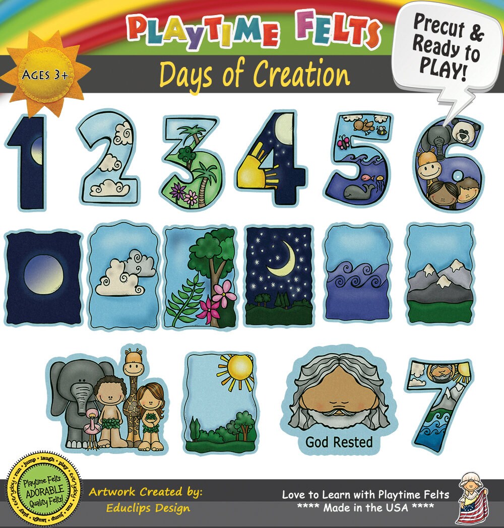 7 Days of Creation Felt Bible Story for Kids Days of the Week Teaching ...