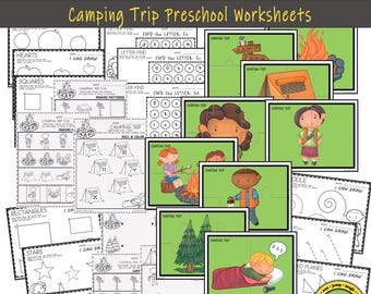 Preschool Worksheets Printable Activity Literacy Bundle: Camping Prek ...