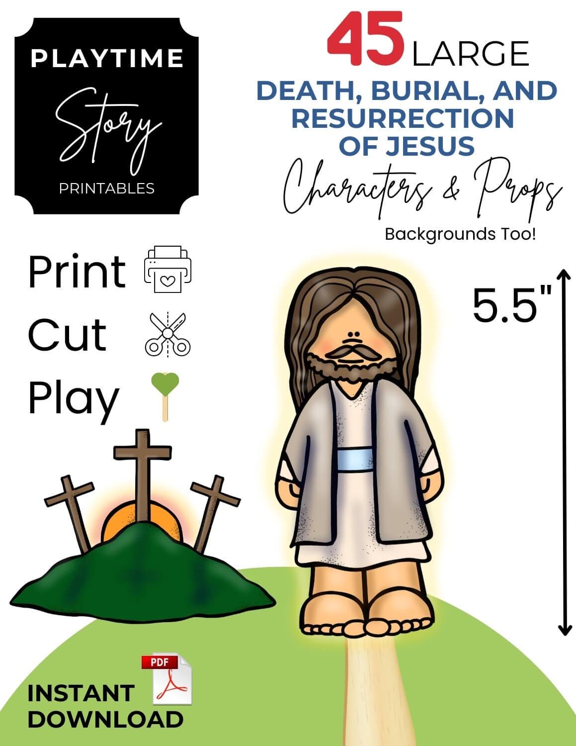 Resurrection of Jesus Story, Bible Characters Printables (PDF Download ...