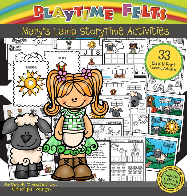 Mary Had a Little Lamb Pre K Printable Worksheets - Etsy