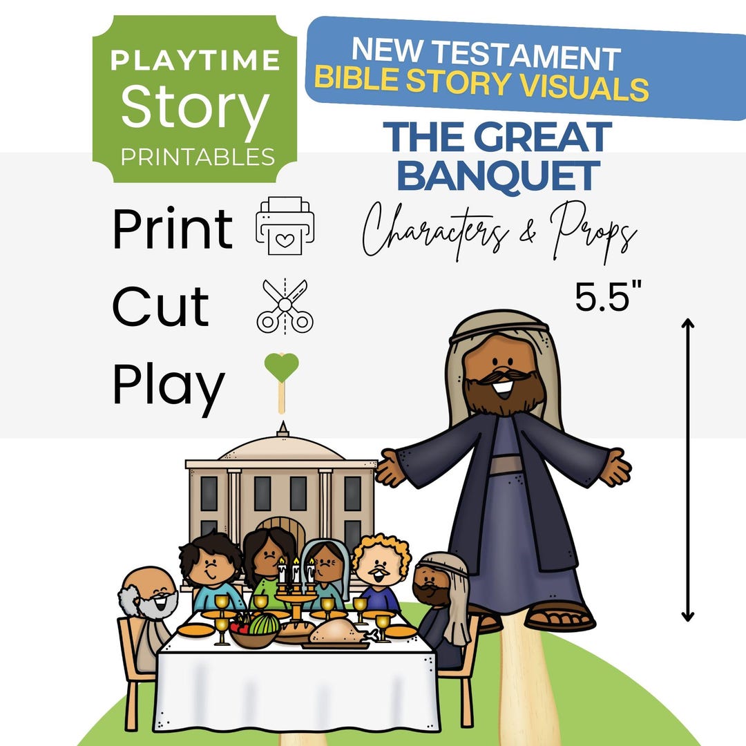 Great Banquet Parable Stick Puppet Printable Stories of Jesus New ...