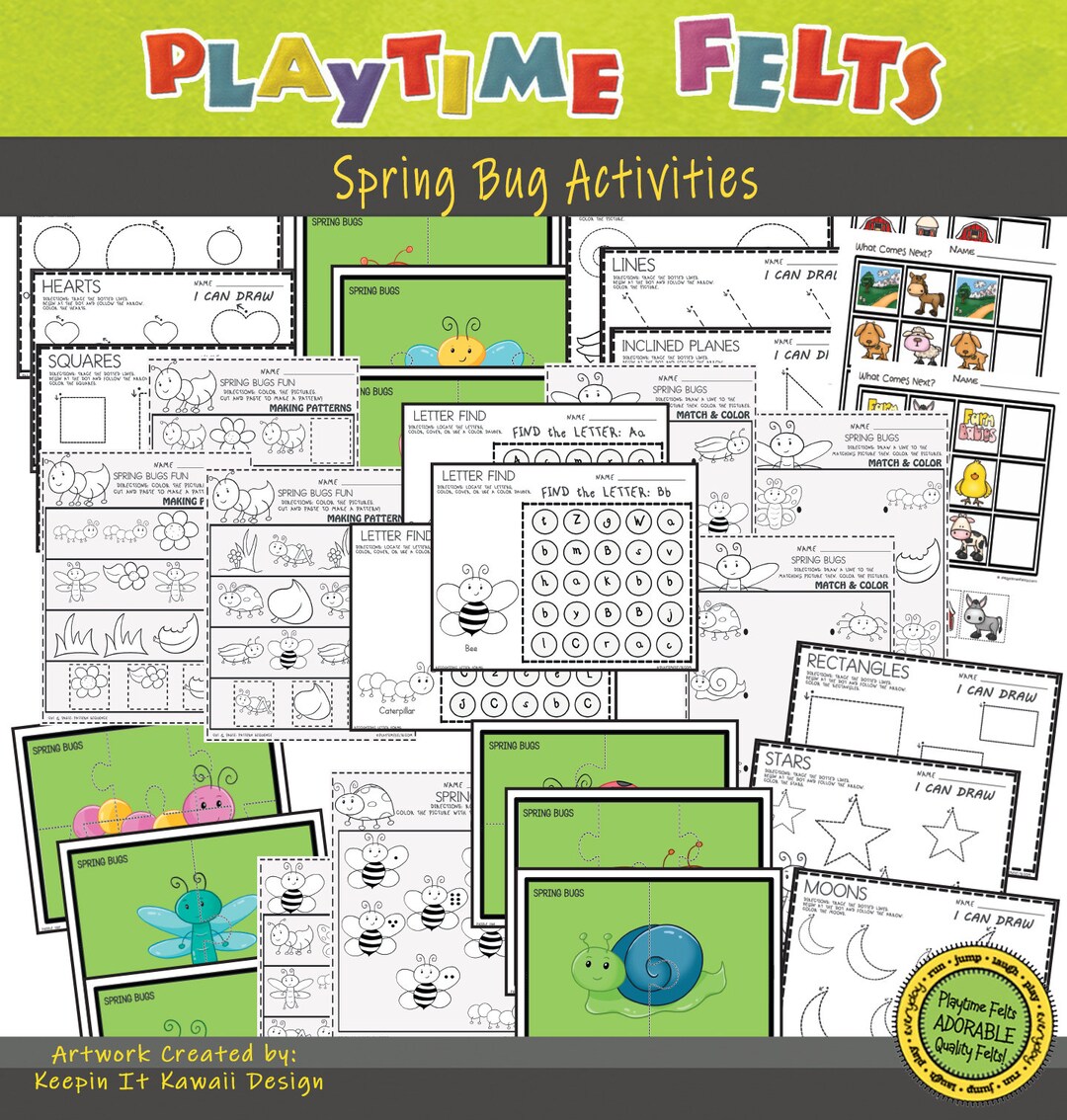 Spring Bugs Pre K Printable Worksheets - Etsy