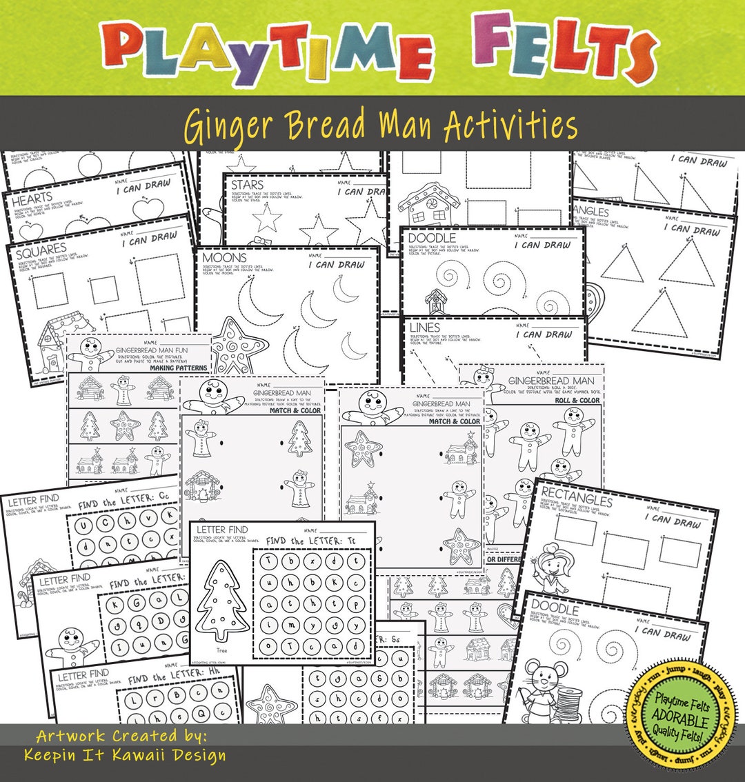 Gingerbread Man Pre K Printable Worksheets - Etsy