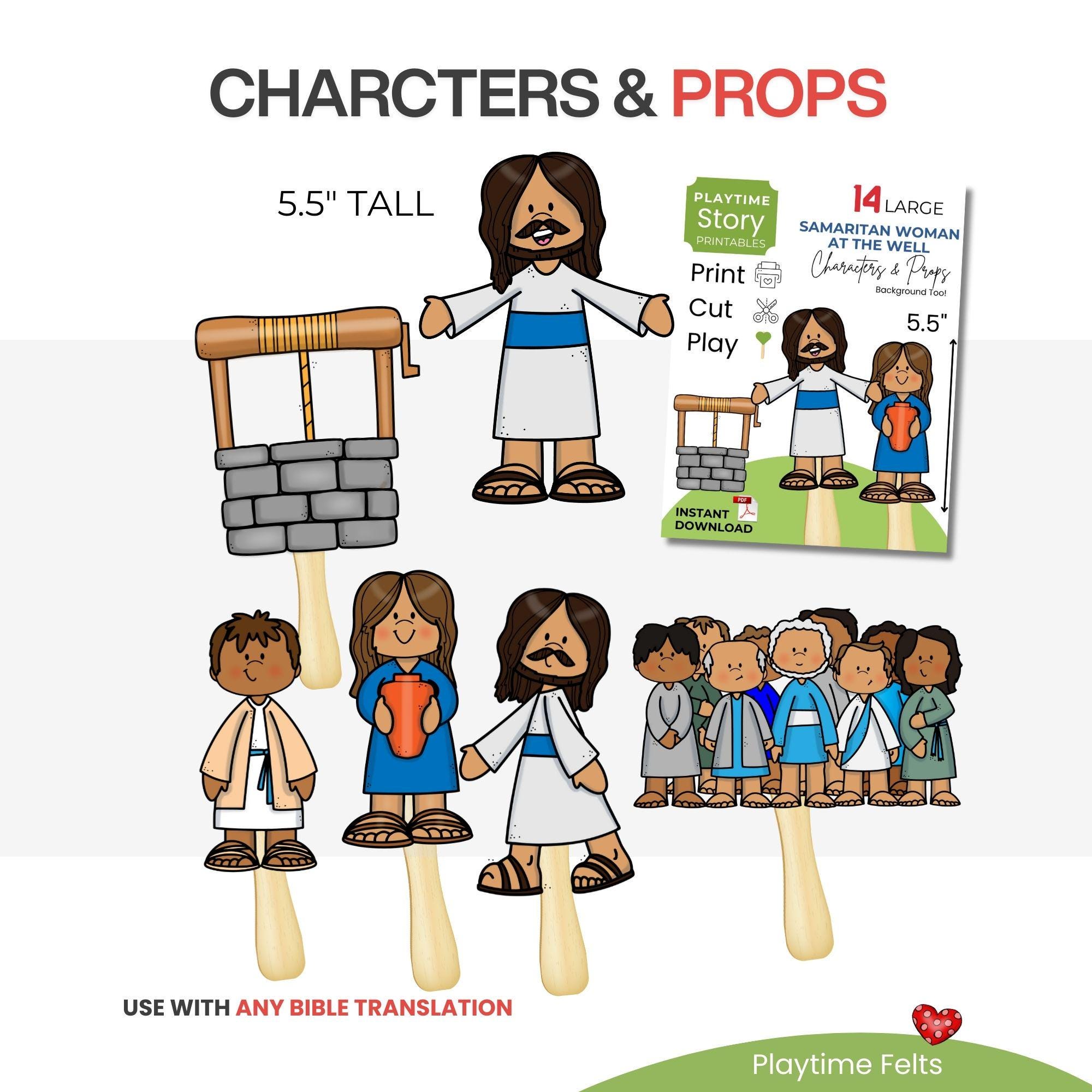 Samaritan Woman Bible Story Stick Puppets, Felt Board (PDF Download) - Etsy
