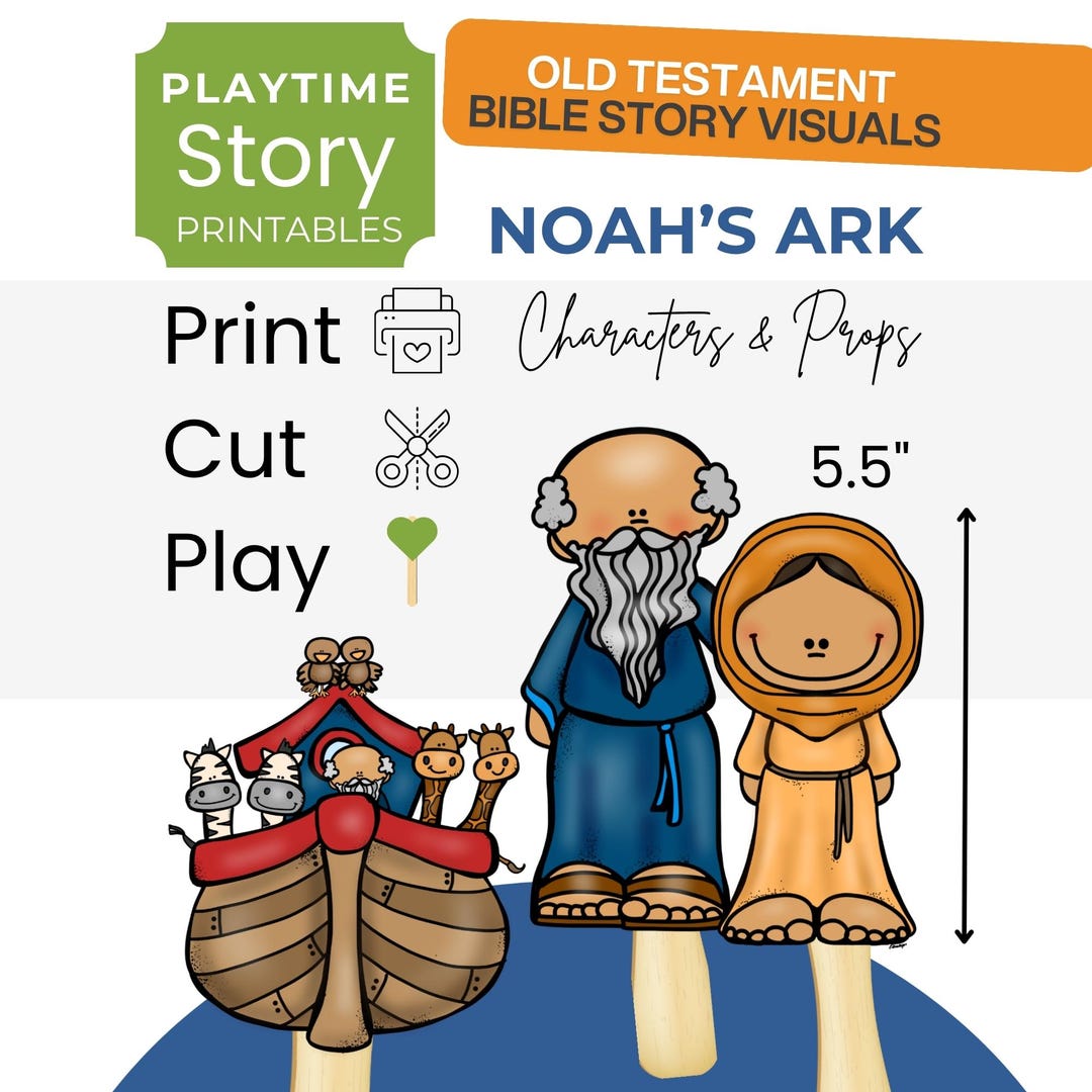 Noah’s Ark Printable Puppets Bible Story for Kids Bible Crafts Sunday ...