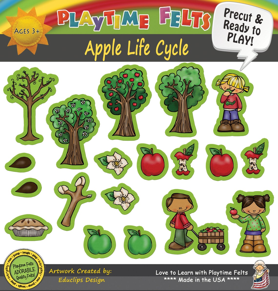 Apple Life Cycle | Felt Board Stories for Pre K | Story Time Activities ...