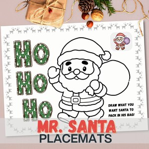Christmas Activity Placemats Santa Coloring Pages Holiday Printables ...