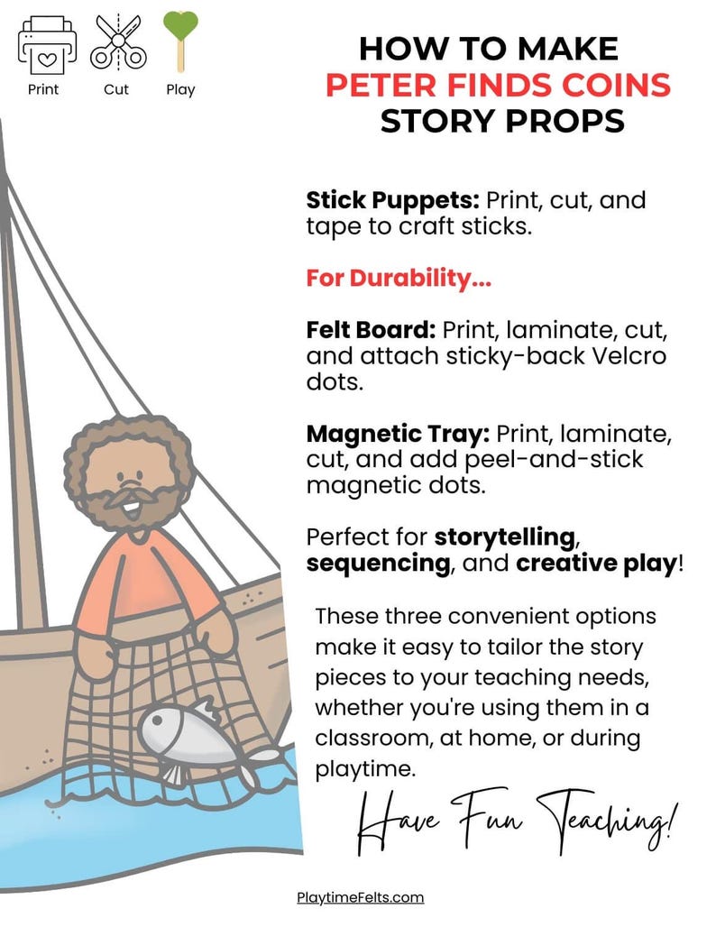 Peter Finds Coins in Fish New Testament Bible Story Activities for Kids ...