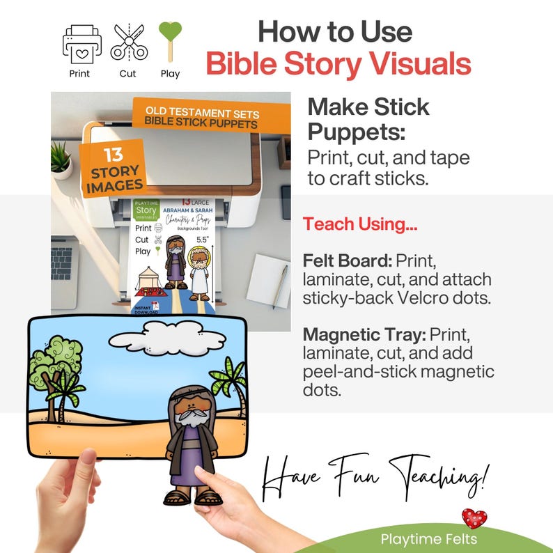 Abraham and Sarah Bible Story Printables Stick Puppets for Kids Sunday ...