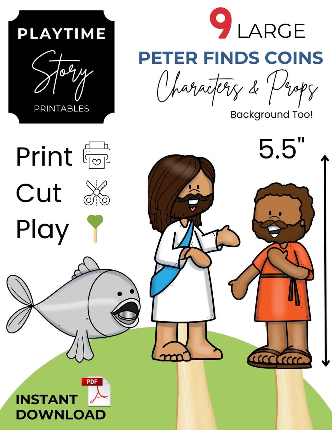 Peter Finds Coins in Fish New Testament Bible Story Activities for Kids ...