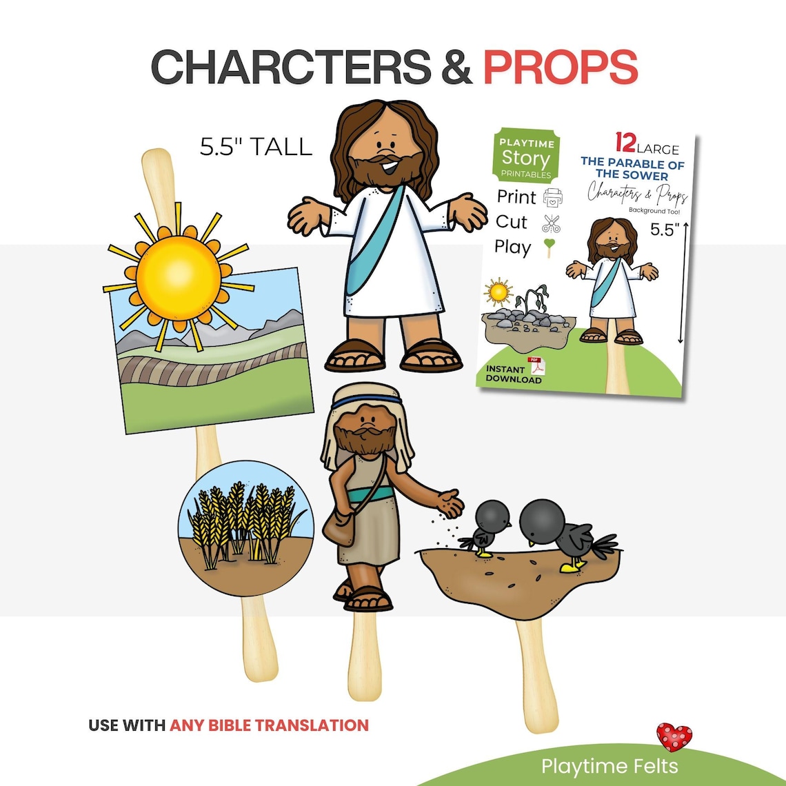 Parable of the Sower Stick Puppets, Bible Story Activity (PDF) - Etsy