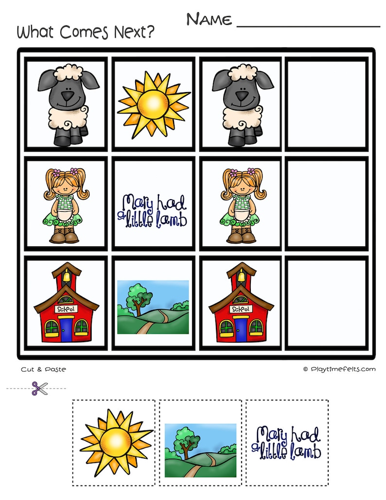 Mary Had a Little Lamb Pre K Printable Worksheets - Etsy
